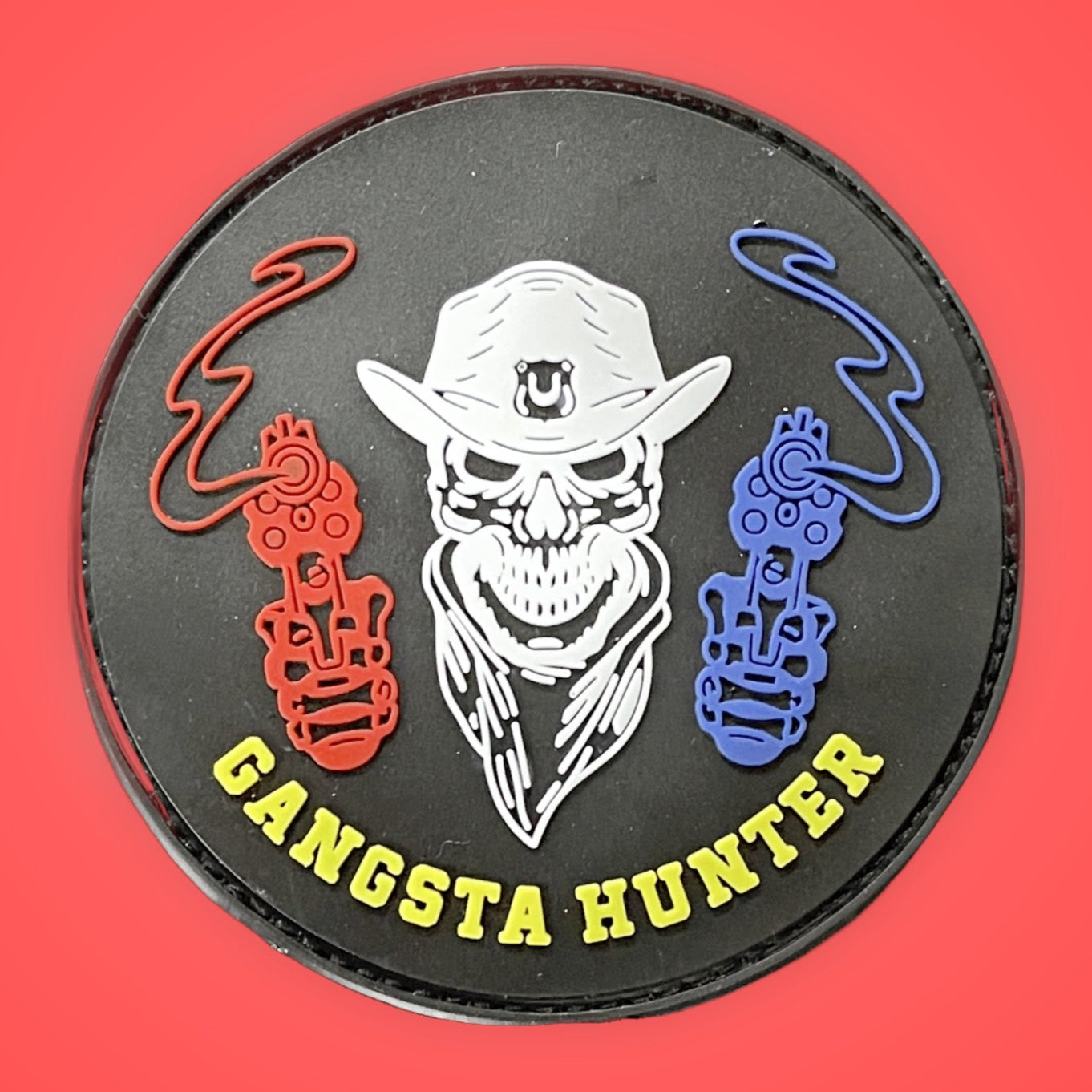 416 TACTICAL: Gangsta Hunter PVC Morale Patch (3” Round, Red & Blue ...
